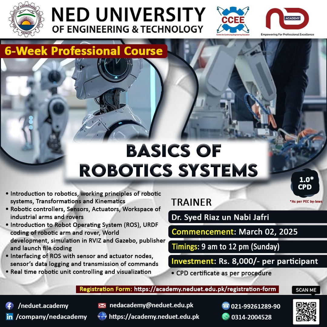 Basics Of Robotics Systems | NED Academy - CCEE | CMPP | PTMC